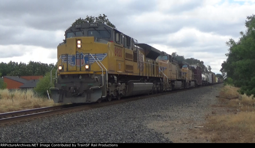 UP 8920 Leads a Manifest Train